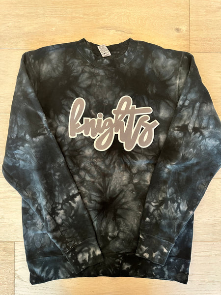 CURSIVE KNIGHTS - BLACK DYED CREW – H.FLYNN