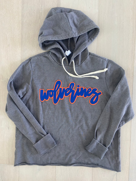 CURSIVE WOLVERINES - GREY LIGHTWEIGHT HOODIE – H.FLYNN