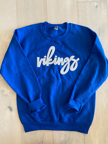 CURSIVE VIKINGS - BLUE CREW (YOUTH + ADULT) – H.FLYNN