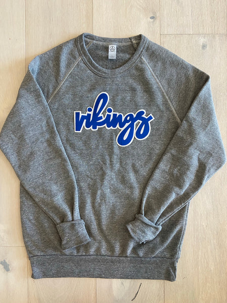 CURSIVE VIKINGS - GREY FLEECE CREW – H.FLYNN