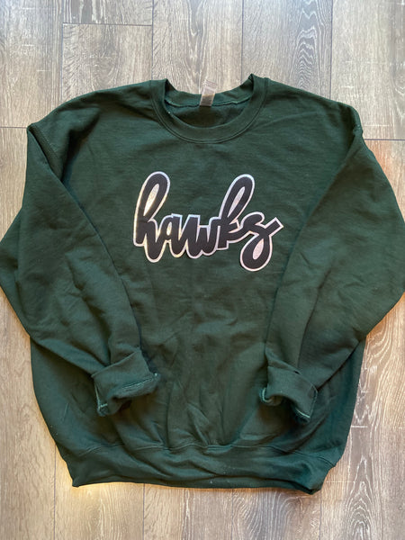 CURSIVE HAWKS - HUNTER GREEN CREW – H.FLYNN